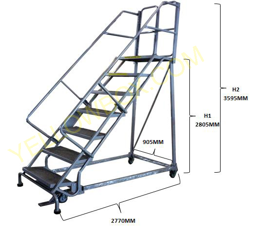 Stocky Step Ladder with Wheel - 11 Step